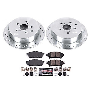Power Stop Brake Kit For Lexus RX350 RX450h Toyota Highlander Sienna Rear Z23 Carbon Fiber Brake Pads with Drilled and Slotted Brake Rotors K5864