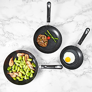RATWIA Frying Pan 3-Piece Set, Nonstick Skillet Set for Induction Cooktop, Frying Pan Nonstick 8 Inch+9.5 Inch +11 Inch (Black)