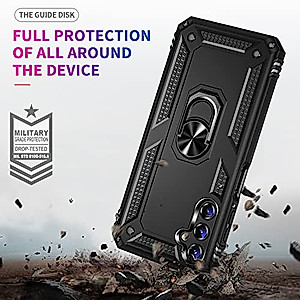 Dzxouui for Samsung A14 5G Case with [2 Pack] Screen Protector, Military Grade Shockproof Cover Full Body Protection Hard Phone Cases for Samsung Galaxy A14 5G Built-in Magnetic Kickstand - Black