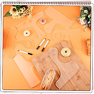 Frienda 6 Pcs Charcuterie Board Template Acrylic Router Template Cutting Board Template for Woodworking Thick Handle Template with 3 Pens Angled Curvy Stencils Guide Tools for Kitchen(Classic)