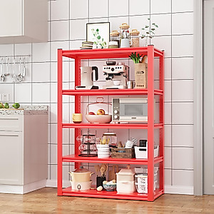 Homdox 72”H Garage Shelving, 1650LBS Heavy Duty Storage Shelves, 5 Tier Adjustable Metal Shelves for Storage, Industrial Shelving Commercial Utility Shelf, 36" W x 16" D x 72" H, Red