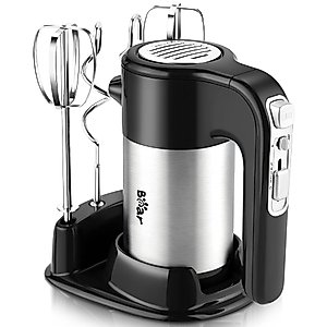 Bear Hand Mixer Electric, 5-Speed 300W Electric Hand Mixer with Turbo and 4 Stainless Steel Accessories for Easy Whipping, Mixing Cookies, Brownies, Cakes, and Dough Batters