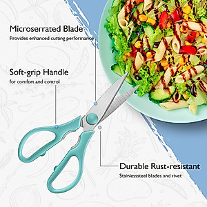 Kitchen Shears, Rkqoa Kitchen Scissors Heavy Duty Cooking Scissors, Dishwasher Safe Scissors Kitchen House Essentials Supplies, Stainless Steel Sharp Utility Shears for Turkey, Poultry, Chicken, Meat