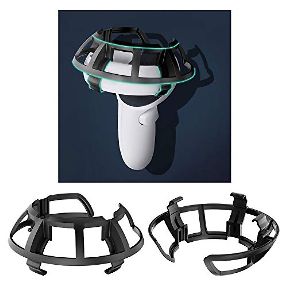 Ronyme Anti-Shock Controller Frame Guard Cover Protective for Oculus Quest 2 Anti-Throw Handle Protective Practical Non Slip Dustproof