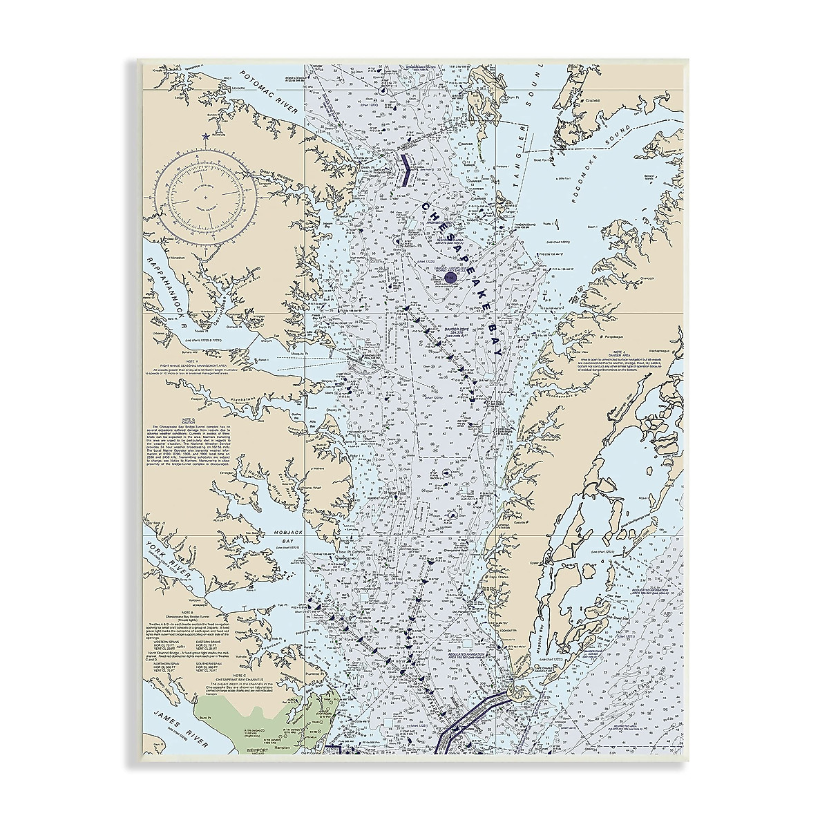 Stupell Industries Chesapeake Bay Water Flow Map Coastal Cartography, Designed by Daphne Polselli Wall Plaque, 13 x 19, Tan