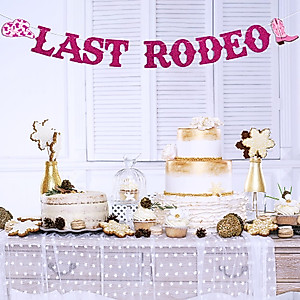 Last Rodeo Banner, Cowgirls Hen Party Decorations, Last Hoedown Decor, Last Rodeo Bachelorette Party Bridal Shower Party Decorations Hot Pink Glitter
