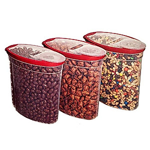 Rubbermaid 745176257628 Cereal/Snack Storage Container Each 1.5 Gal 3-Pack, 1.5 Gallon, Red