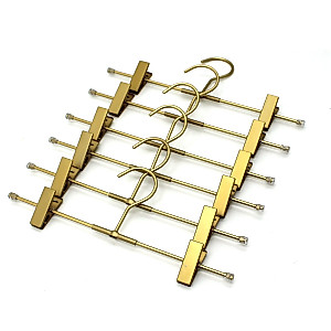 20Pack Koobay 11.8" Gold Aluminium Hangers Stainless Bottom Adjustable Clips Pants Skirt Trousers Clothes Metal Hangers