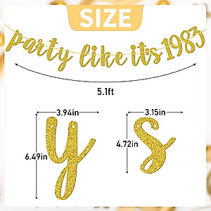 Party Like It's 1983 Banner, 41st Birthday Anniversary Party Decorations, Back in 1983 Birthday Decoration, Pre-Strung, Gold Glitter