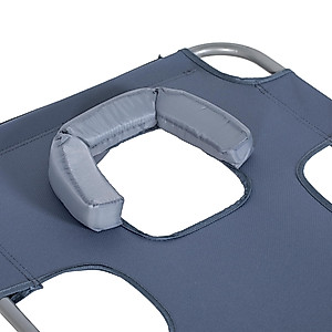 Outsunny Folding Beach Lounge Chair with Face Hole and Arm Slots, 5-Level Adjustable Sun Lounger Tanning Chair with Pillow for Patio, Garden, Beach, Pool, Gray