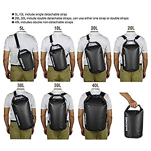 MARCHWAY Floating Waterproof Dry Bag 5L/10L/20L/30L/40L, Roll Top Sack Keeps Gear Dry for Kayaking, Rafting, Boating, Swimming, Camping, Hiking, Beach, Fishing (Black, 10L)