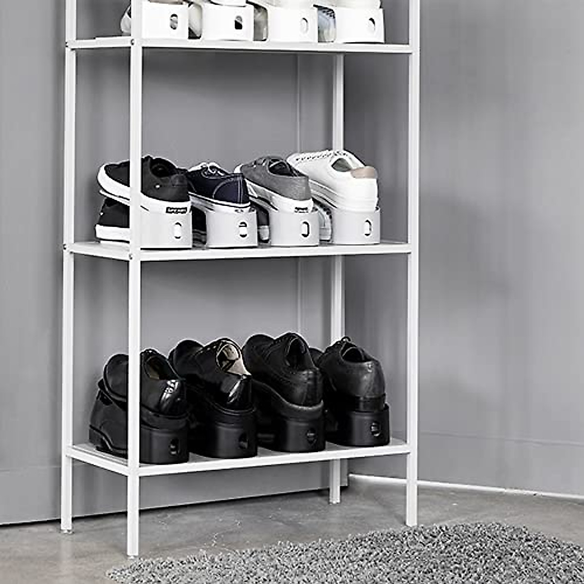 carrotez Shoe Slots Organizer 3 Pack - [Litem] Space Saving Shoe Organizer Rack for Closet - Easy Shoe Stacker, 9.84'' x 3.89'' x 4.26'' (Black, 3 Pack)