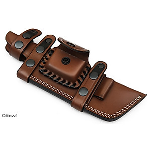 Ottoza TOP GRAIN Leather Knife Sheaths for Fixed Blade Knives, LEFT HAND Leather Knife Sheath for Belt, Leather Knife Holster Belt Knife Holder, Horizontal Knife Sheath for Belt No:65