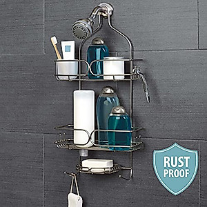 Zenna Home Rustproof Hanging Over-the-Shower Caddy, with Inverted Bottle Storage, Soap Dish, Razor Hooks and Storage Cup, Stainless Steel