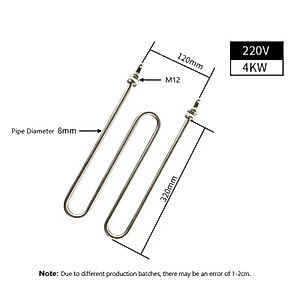 W-shaped Q2 Rice Steamer Heating Element, M12 220V/4000W 304 Stainless Steel Electric Heating Tube for Rice Steamer Water Heater Insulation Box