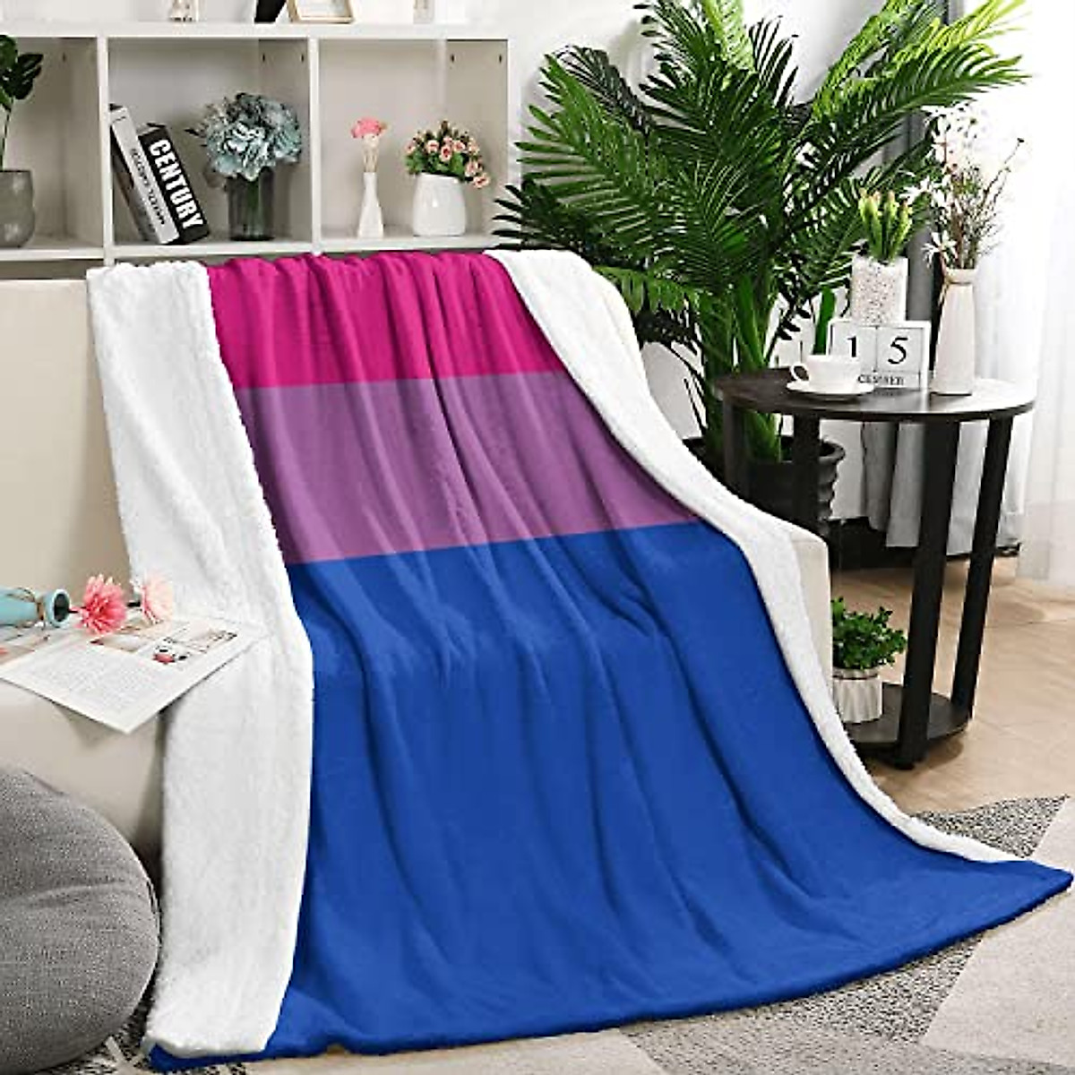 Bisexual Pride Flag Throw Blanket for Kids and Adults Soft Warm Cozy Flannel Blanket for Couch Sofa Bed Camping Travel Home Decor 50" X 60"