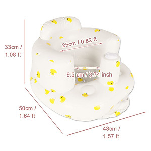 Swity Home Baby Inflatable Seat for 0-36 Months, Built in Air Pump Infant Back Support Sofa, Protect Spine, Safe Toddler Feeding/Shower Chair for Learning to Sit Up (Duck, Off-White)