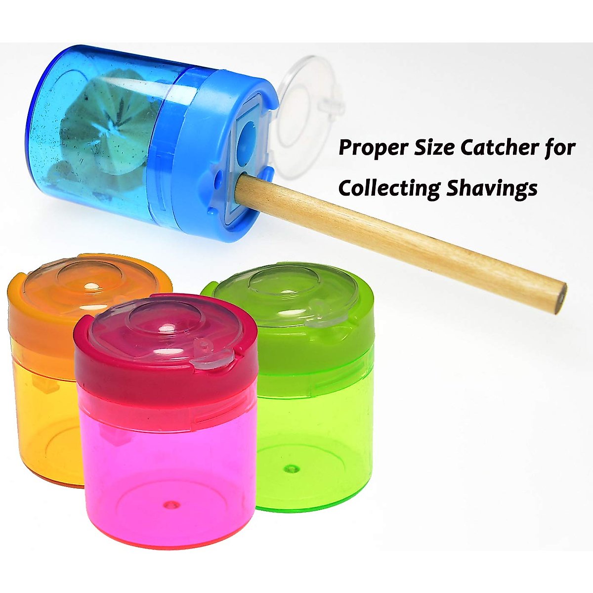 WEKOIL Pencil Sharpener Manual Pencil Sharpener 2 Holes Metal Sharp Blade Crayon XL Sharpener with Large Round Catches Sharpening Regular HB Pencils Graphite Colored Jumbo Pencils Pack of 4