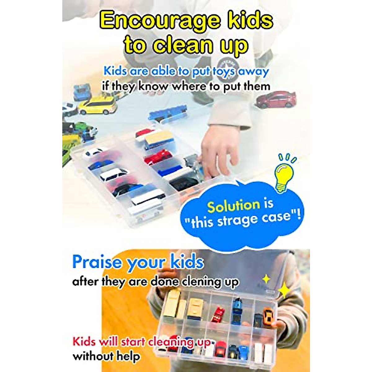 Someie Hot Wheels Tomica Car Organizers and Transparent Storage Carrying Box Max 10 Cars Capacity Display case Japan Made Durable and Safe (Box only)