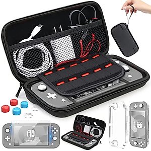 HEYSTOP Kompatybilna Torba do przenoszenia Nintendo Switch Lite, ochronne case NA wyświetlacz z z hartowanego szkła, karta do greed, 6 nakładek NA kciuk do zestawu akcesoriów Nintendo Switch Lite