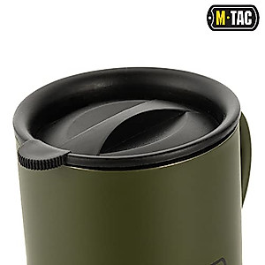 M-Tac 13.5oz Large Thermal Mug Cup with Lid - Insulated Double Wall Thermo Tumbler Stainless Steel with Wide Handle
