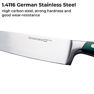 linoroso 3 Pieces Kitchen Knife Set with Premium Gift Box, Sharp German Carbon Stainless Steel Chef Knife Set for Home Kitchen and Restaurant, Cooking Gifts for Women and Men