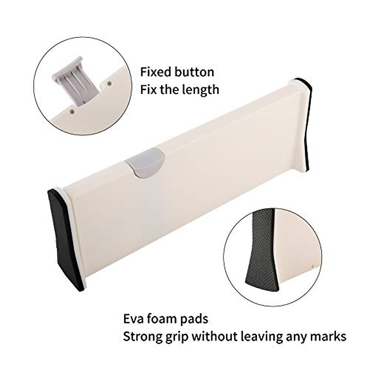 RealPlus 8 Pack of Plastic Drawer Dividers Organizer Separators Adjustable from 11-17 Inches for Bedroom,Closet,Baby Drawer,Dresser,Office,Kitchen Storage