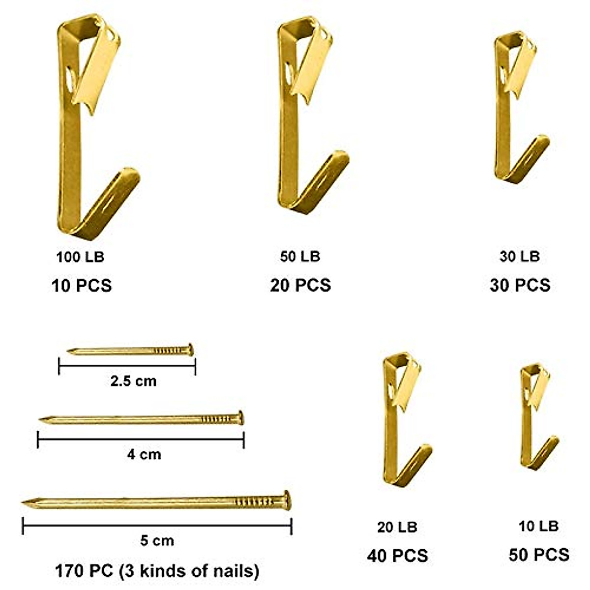 Cusstally 320 PCS Hooks with Duty Hangers Hooks for Hard Walls Kit