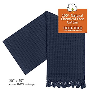 GILDEN TREE Decorative Waffle Hand Towels for Bathroom, Quick Drying Fingertip Towel, Modern Style (Midnight Blue)