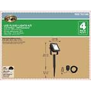 Low Voltage Black Outdoor Integrated LED Landscape Flood Light (4-Pack)