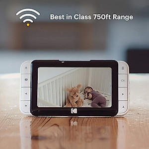 KODAK Cherish C525IR Video Baby Monitor and Mobile App - Remote Tilt, Pan and Zoom, HD Baby Camera, 5” HD Parent Unit, Infrared Night Vision, Camera Battery for Wireless, Long Range and 2-Way Talk