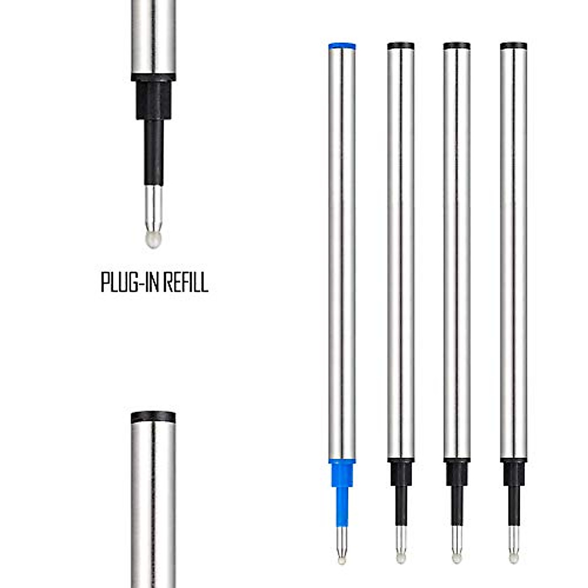 DunBong Rollerball Pen Refills, Roller Ball Fine Point 0.5mm, Red Ink Refill Pack of 5 - Replaceable Ballpoint Pen Refills Medium Point (Red)