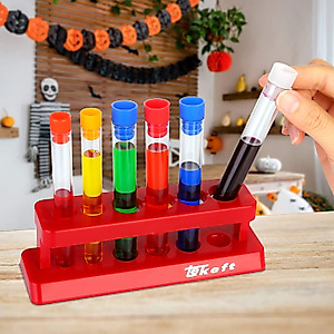TEKEFT 2 Pack Plastic Test Tube Set with Caps and Rack Scientific Experiment Toys for Children