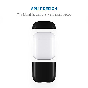 AirPods Case Protective, FRTMA Hard PC [No Collect Dust] Cover and Case for Apple AirPods with Anti-Lost Strap for AirPods Accessories (Black)