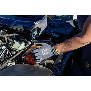 GlovBE 12 Pairs Mechanic Work Gloves, Oil & Gas Resistant Nitrile Coating, Grey (Large)