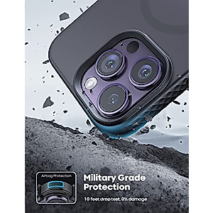 Lamicall Magnetic Case for iPhone 14 Pro - Magnet Case, Compatible for Magsafe, [Anti-Slip Edge] [MIL-Grade Airbag Shockproof], Translucent Hard Slim Protective Apple iPhone 14 Pro Cover Black