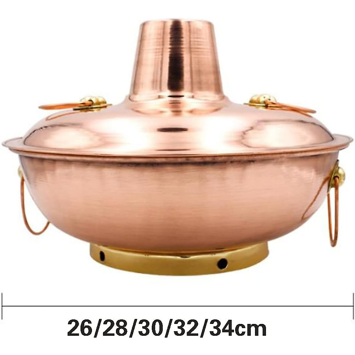Chafing Dishes Red Copper Thickened Hot Pot, Gas Copper Hot Pot, Hot Pot Chicken Bullfrog Copper Pot for Household and Commercial Use (Color : Brass, Size : 26cm)