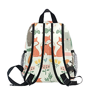 Cute Fox Bear Toddler Backpack with Strap for Boys Girls Cute Animal Kid's Backpak Lightweight Preschool Bag Kids Toddler Bag for Boys Girls