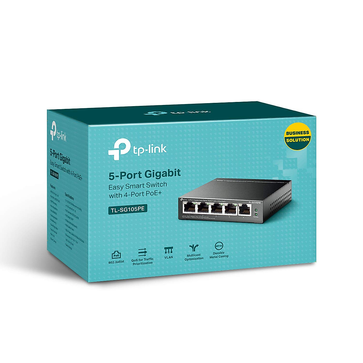 TP-Link 5 Port Gigabit PoE Switch | 4 PoE+ @65W Easy Smart Plug & Play Limited Lifetime Protection Shielded Ports Support QoS, Vlan, IGMP and Link Aggregation (TL-SG105PE) (Renewed), w/