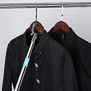 Support Bar with Closet Hook Pole,wardrobe Retractable Clothes Hanger Pole Hook,suitable for Wardrobe,hanger(maximum Length Can Only 78.7 Inches,don't Use to Outdoor Clothesline Pole,clothesline)