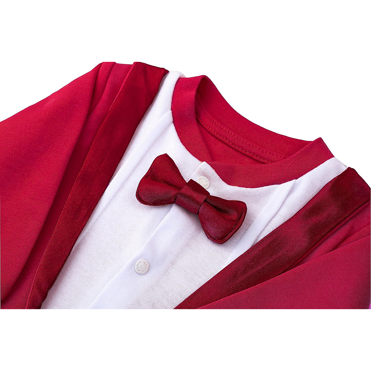 Lilax Baby Boy Gentleman Tuxedo Footie Christmas Holiday Outfit with Bow Tie 3M Red