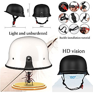 German Style Motorcycle Half Helmet Open Face Adult Men Women DOT Approved Retro Helmet (White)