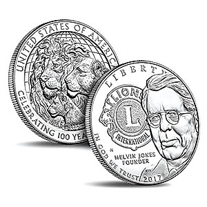 2017 P Lions Clubs International 2017 Centennial Proof Silver Coin $1 Brilliant Uncirculated