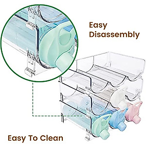2 Pcs Plastic Stackable Water Bottle Holders -Water Bottle Organizer Kitchen Pantry Refrigerator Storage Bins - Wine and Water Bottle Organizer Stand Countertop Cabinet Organization Rack