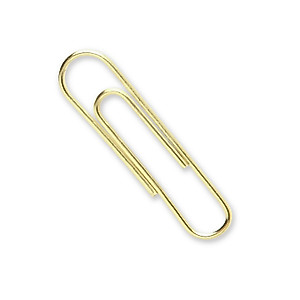 ACCO Brands Paper Clips, Regluar, # 2 Size, Smooth, Gold, 100 Clips/Box (72533)