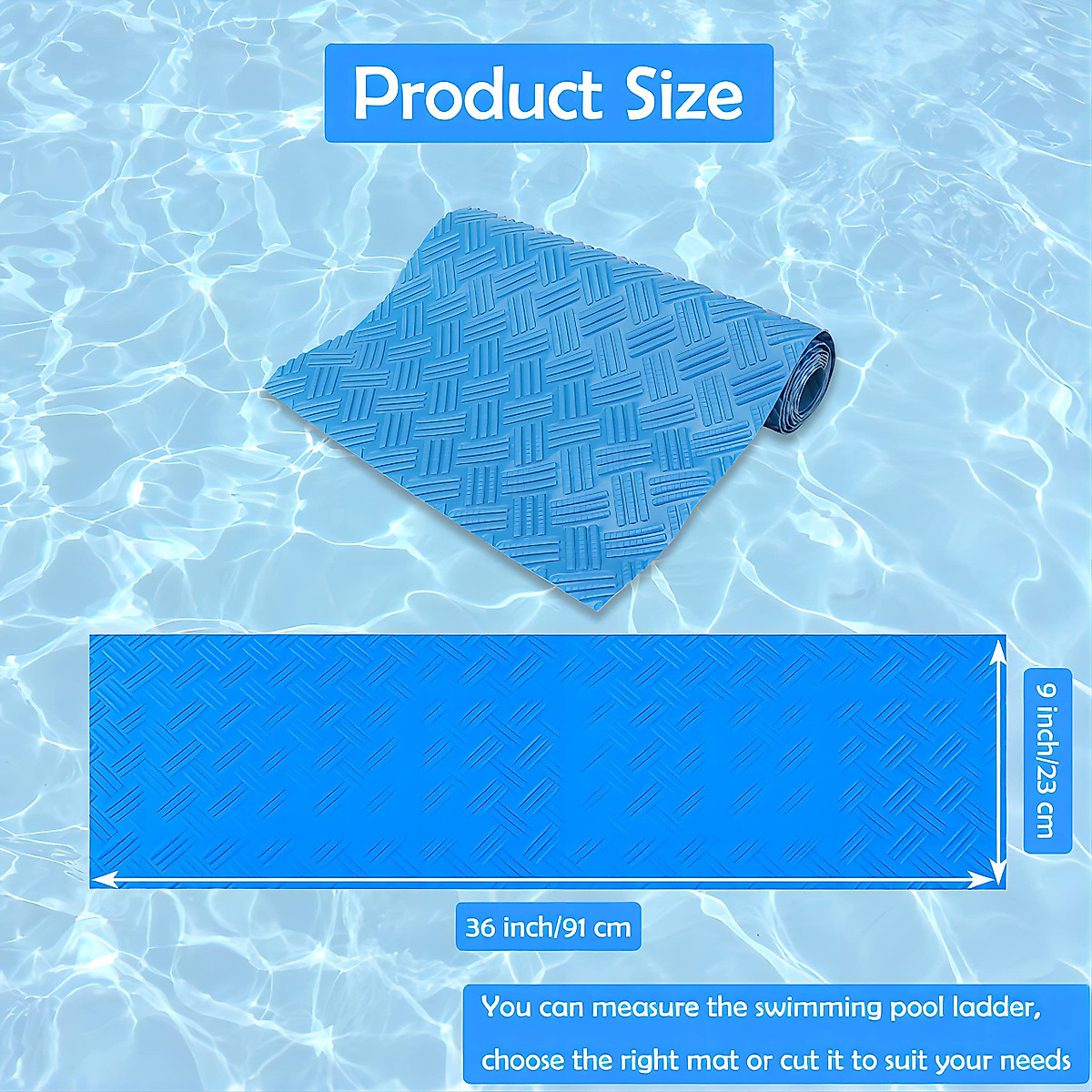 Swimming Pool Ladder Mat,Non-Slip Mat Pool Liner Protector, Swimming Pool Ladder Pad for Swimming Pool Liner and Stairs Protective (36 X 9 inch)