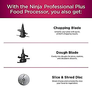 Ninja BN601 Professional Plus Food Processor 1000-Peak-Watts with Auto-iQ Preset Programs Chop Puree Dough Slice Shred with a 9-Cup Capacity and a Silver Stainless Finish (Renewed)