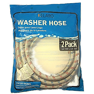 Premium Stainless Steel Washing Machine Hoses with 90 Degree Elbow, 5 Ft Burst Proof (2 Pack) Red and Blue Striped Water Connection Inlet Supply Lines