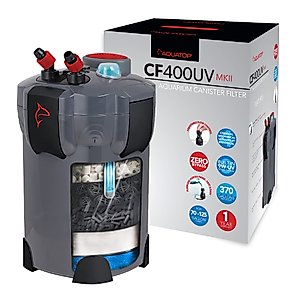 Aquatop 4-Stage Canister Filter with Vortex Prime, 9W UV, 370 GPH Flow Rate, 3+1 Filtration System, Ideal for Fresh & Saltwater Aquariums, Black