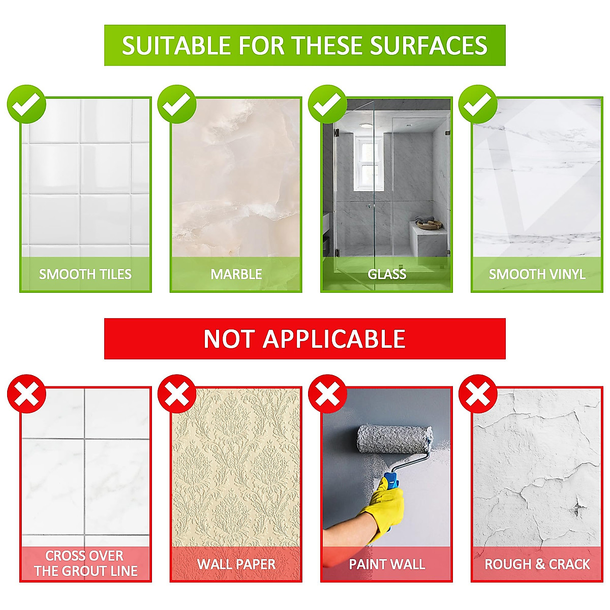 Rackickyer Grab Bars for Bathtubs and Showers, 1 Pack 15 Inch Shower Handles, Strong Suction Grab Bar for Shower, Anti-Slip Shower Grab Bars for Seniors, Bathroom Handicap Grab Bars with Indicators